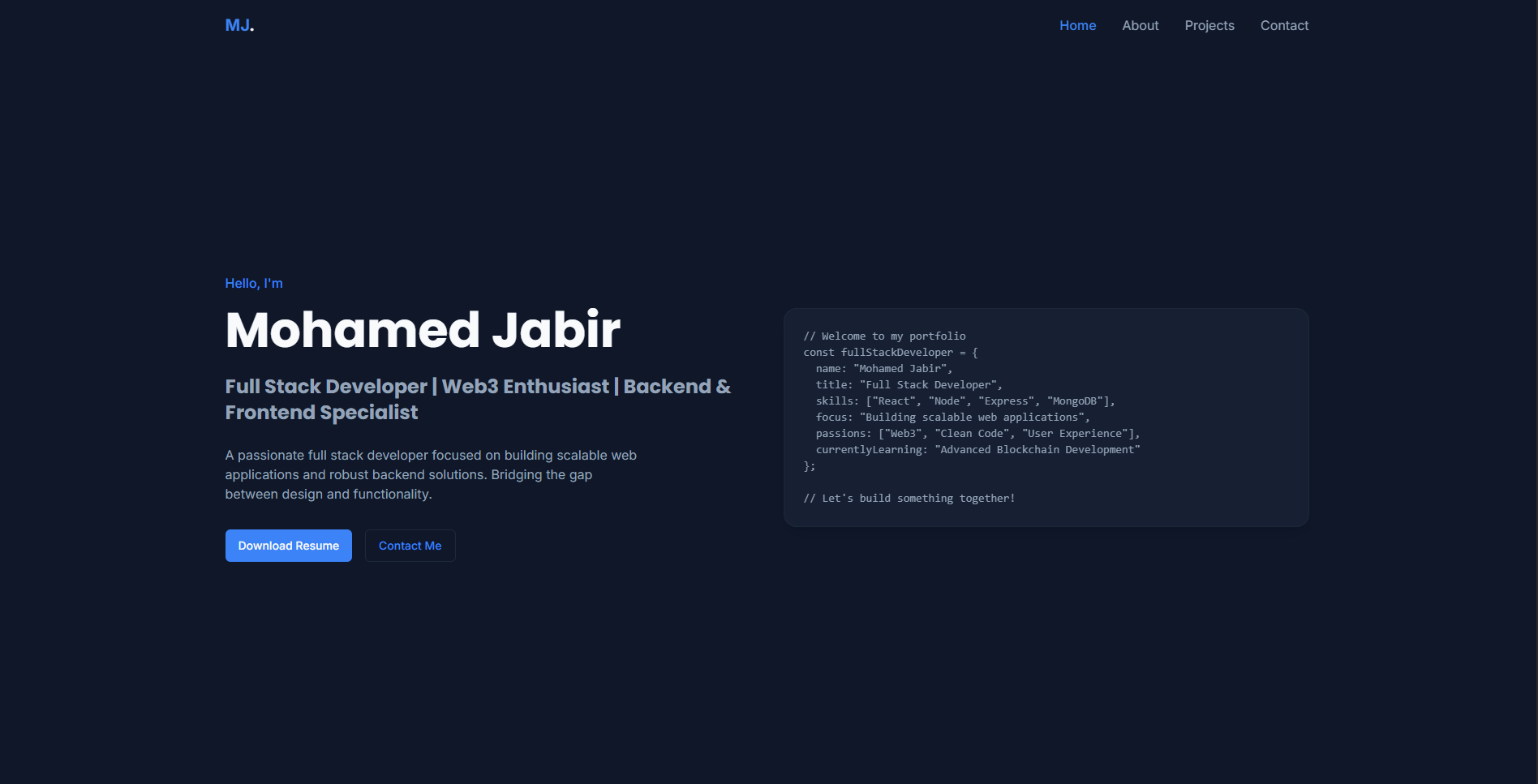 Mohamed Jabir | Full Stack Developer